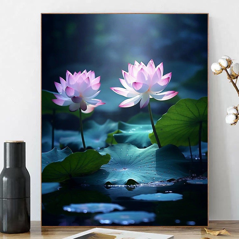 ACANDYL Paint By Numbers Kit, Blooming Lotus, 40x50cm, DIY Digital ...