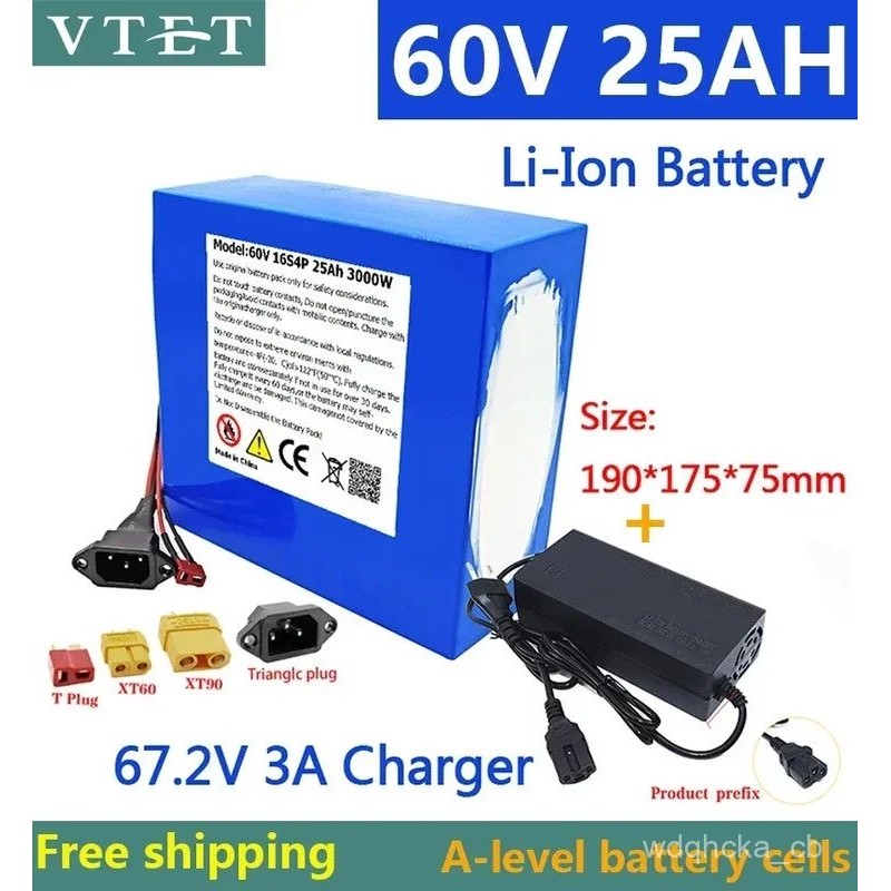 🔥60V 16S4P 25Ah 21700 Baery Pack 3000W High Power Baery Rechargeable ...