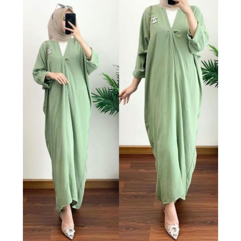 Kaftan Crinkle Airflow Premium/Gamis Crinkle/Kaftan Viral | Shopee Malaysia