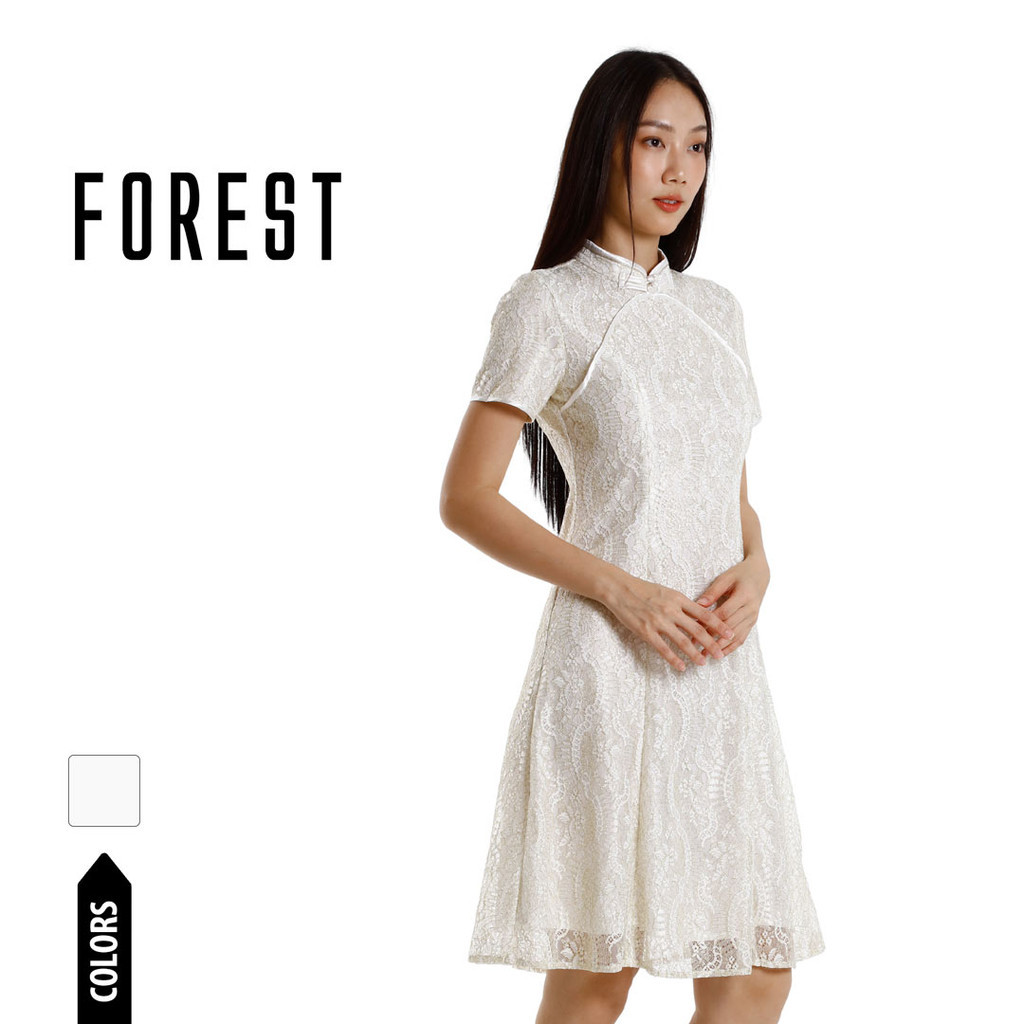 Forest Dress Perempuan | Forest Ladies Lace Fit & Flare Cheongsam Dress ...