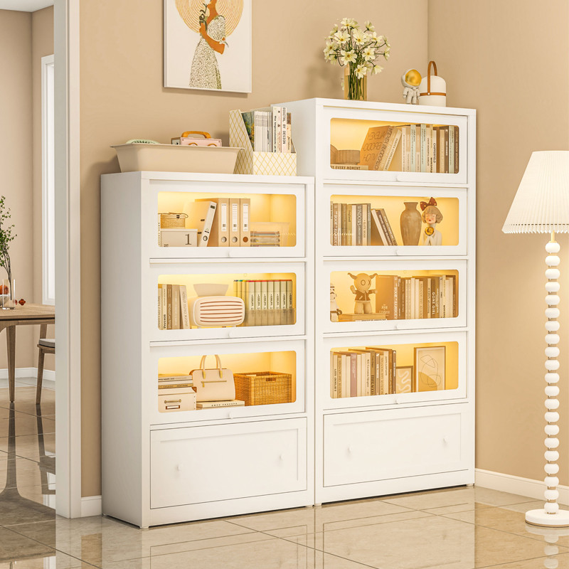 JY-8/Household Steel Bookcase with Glass Door Dust-Proof Bookshelf ...