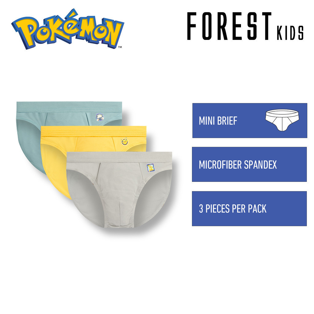 (3 Pcs) Pokémon Kids Microfiber Spandex Mini Brief Underwear Assorted ...