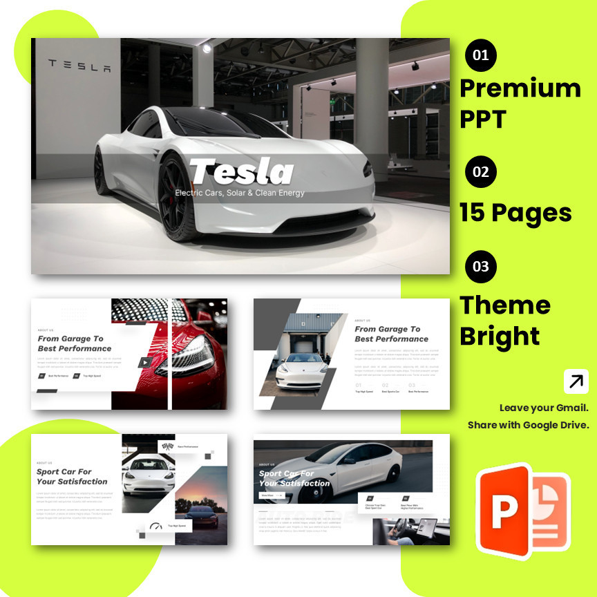 🔥 Premium Powerpoint - 15 Pages 🔥 Tesla Brand Car Automotive Launch ...