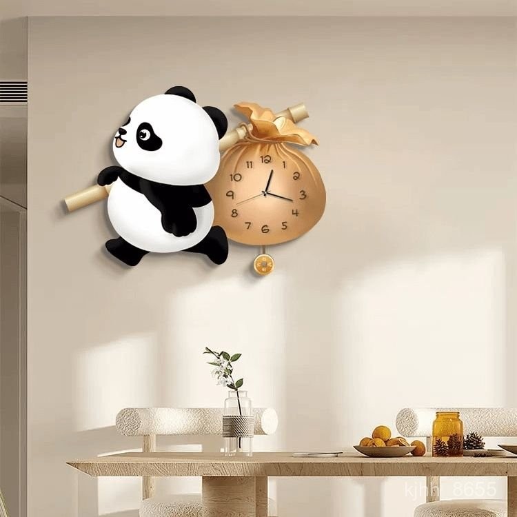QM-41#Fortune Panda Wall Clock for Living Room TV Wall Silent Home ...