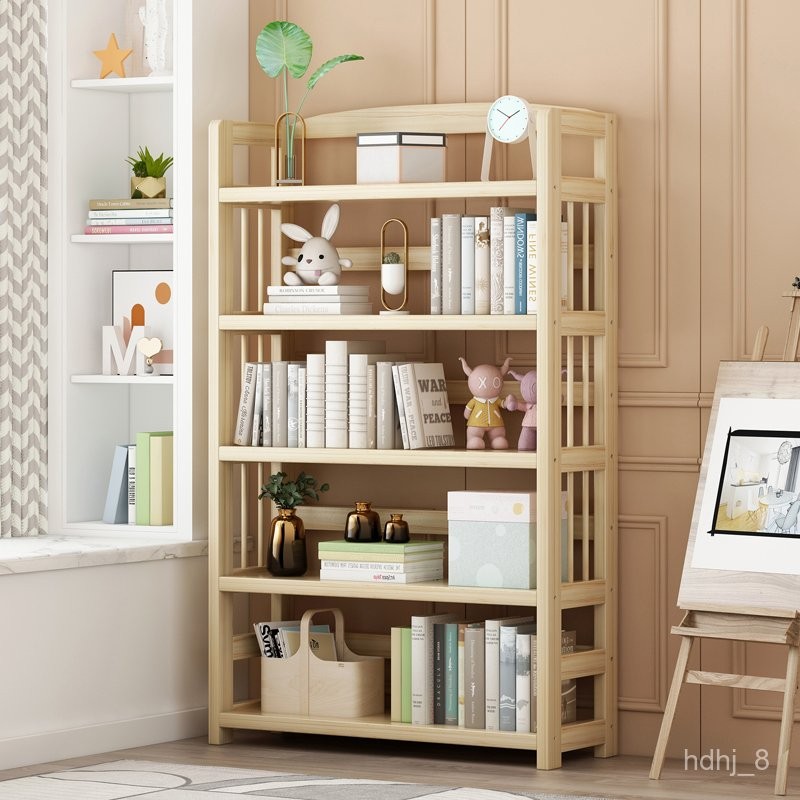 J-H/All Solid Wood Bookshelf Floor-standing Storage Rack Bookcase Home ...