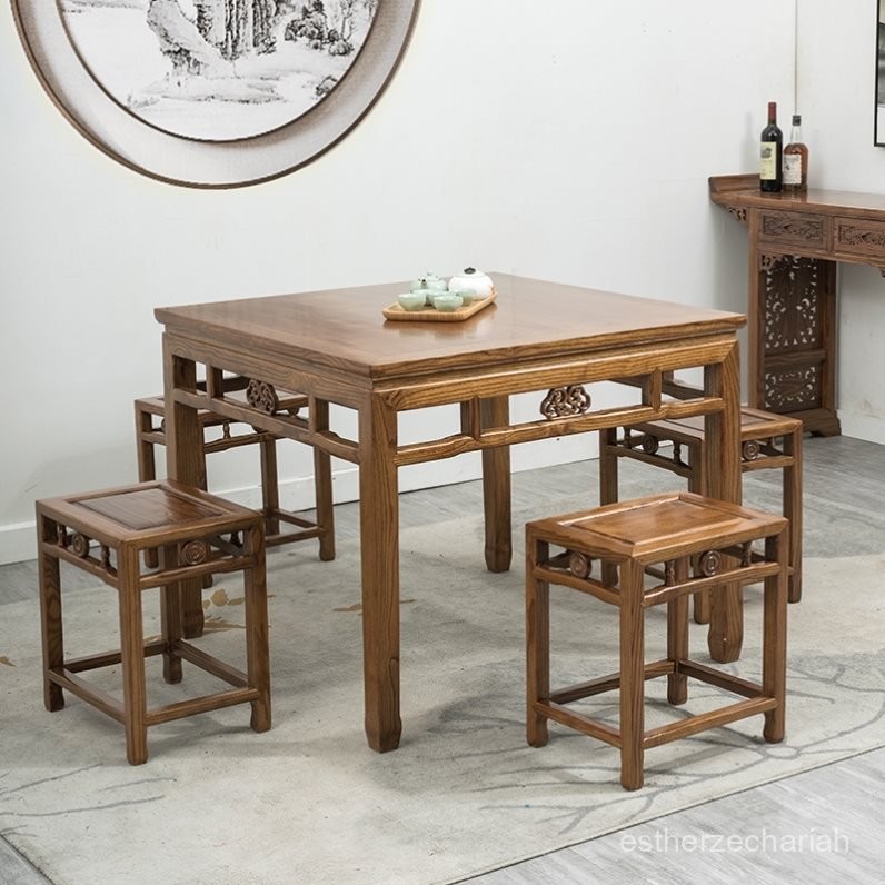 J-H/Solid Wood Square Antique Eight Immortals Table Hotel Home New ...