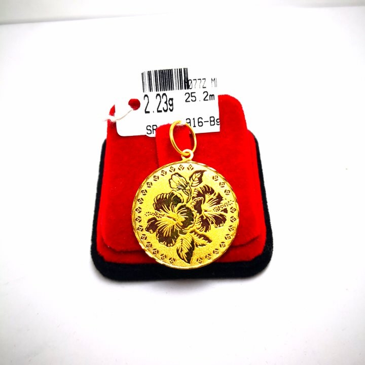 Emas916, Loket Flat Bunga Raya Coin Round Edge 2.5 cm Vt 8700 P486 0.75 ...