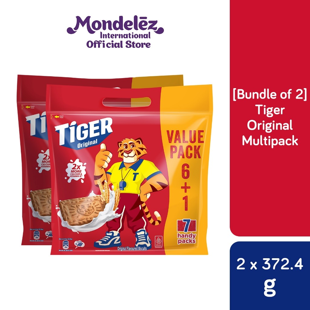 Tiger Plain Sweet Biscuits Multipack - Original/Chocolate (372.4g x 2 ...