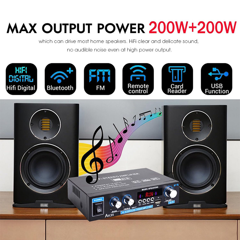 AK35 Digital Amplifier Bluetooth USB Amplifier Two Channel Amplifier ...