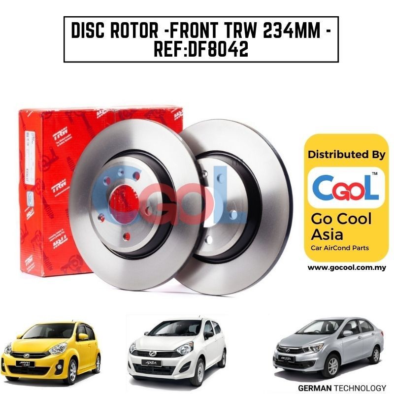 DISC ROTOR -FRONT AXIA B200-(2015)BEZZA B300-(2016)MYVI M600-(2012-2017 ...