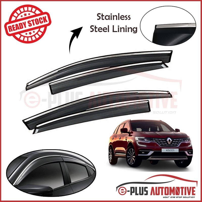 Injection Car Door Visor With Stainless Steel Chrome Lining (High Quality) - 3 Inch for Renault ...