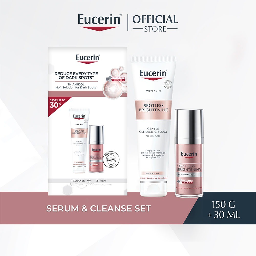 EUCERIN Spotless Brightening Serum + Cleanse Set 30ml + 150g| Thiamidol ...