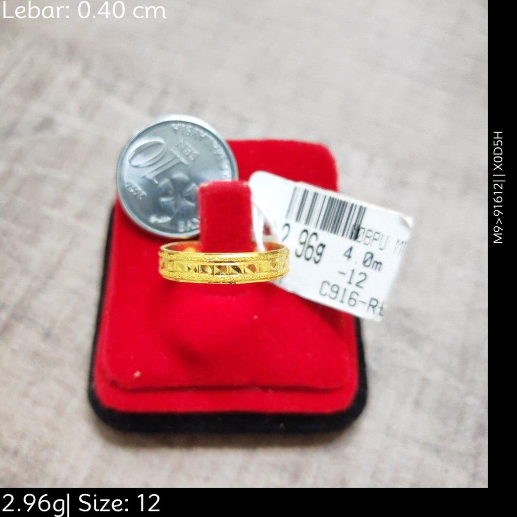 Emas916, Cincin Rt Str Crki Crps T0.9 Comfort Sqr 0.4 cm Pd 6318 P542 12 | Shopee Malaysia