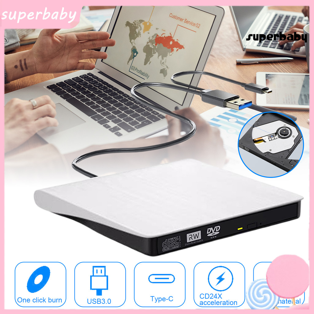 [super]External DVD Drive Portable High Speed Read Write One-click ...