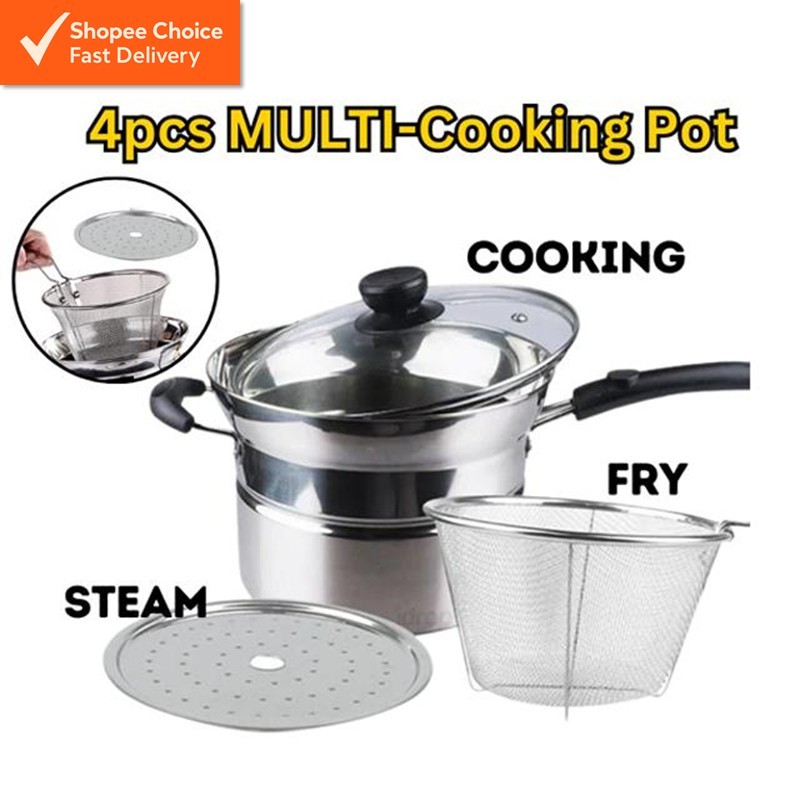 4-in-1 Multifunctional Cookware Set – Deep Fry, Steam, Stew & Cooking ...