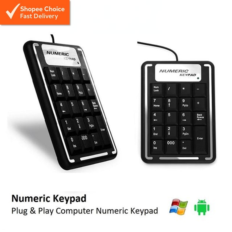 [Shopee Choice] USB WIRED PORTABLE NUMERIC KEYPAD WITH 19 NUMBER KEYS ...