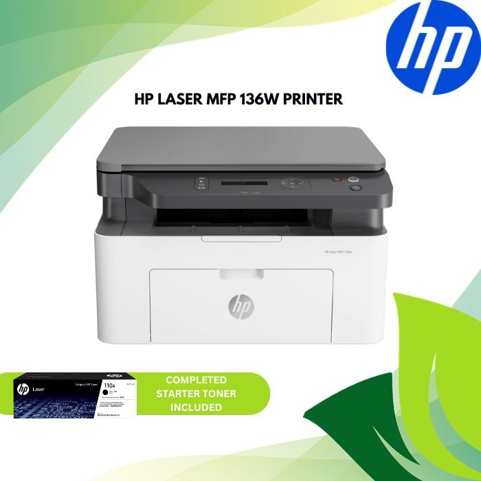 HP Laser MFP 136A/ 136W All-in-One (Print, Copy, Scan) Wireless Monochrome Laser Printer ...
