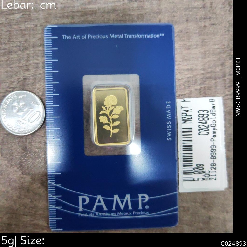 Emas999, Gold Bar Pamp Gold Bar Bunga Rose G5 Gram 1.6 cm Pd 1128 P604 ...