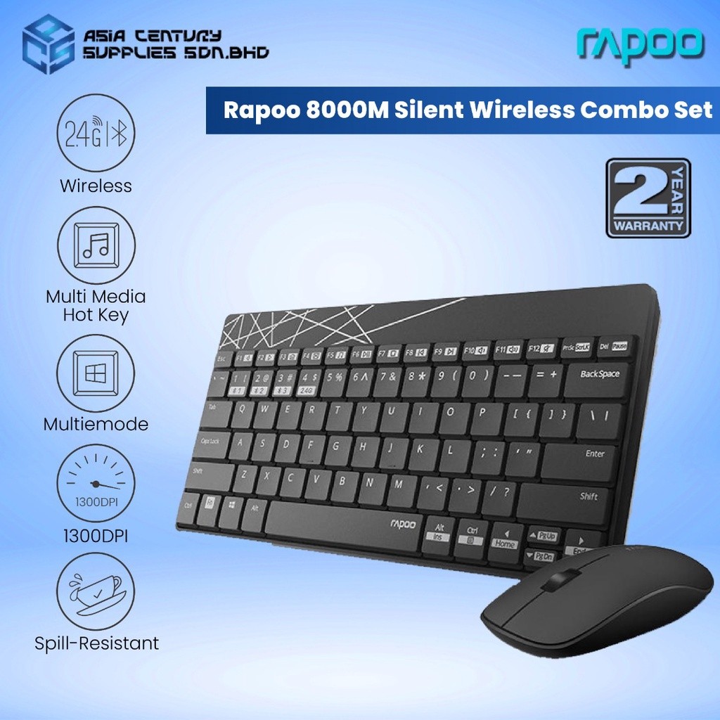 Rapoo 8000M Wireless Mouse + Keyboard (Combo Set) / Rapoo Mouse ...