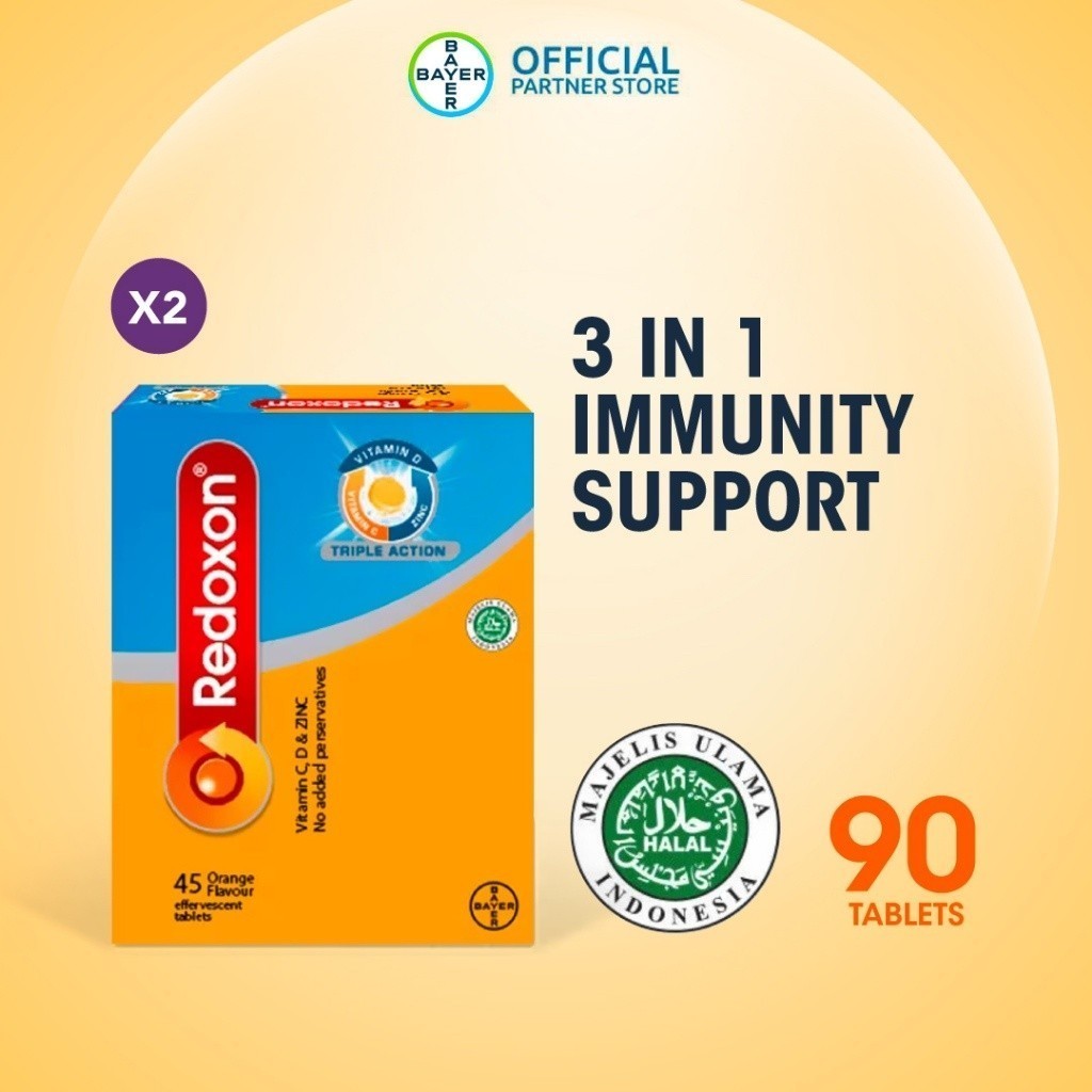 Redoxon Triple Action Effervescent Tablets - Orange (2 Packs x 45 ...