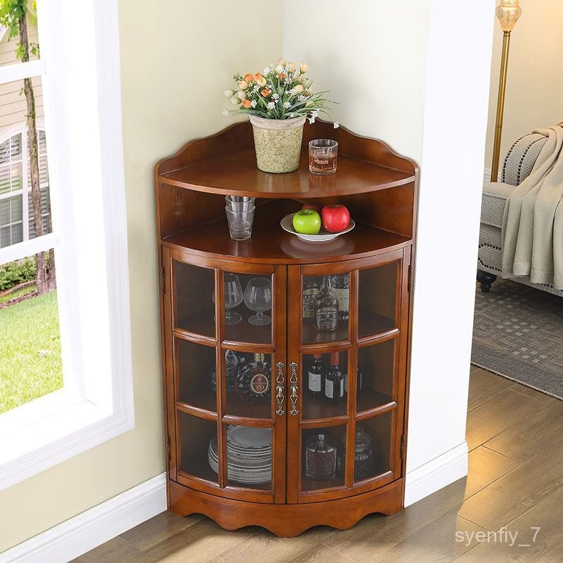 Contact seller/lz Solid Wood Corner Cabinet Living Room Corner Storage ...
