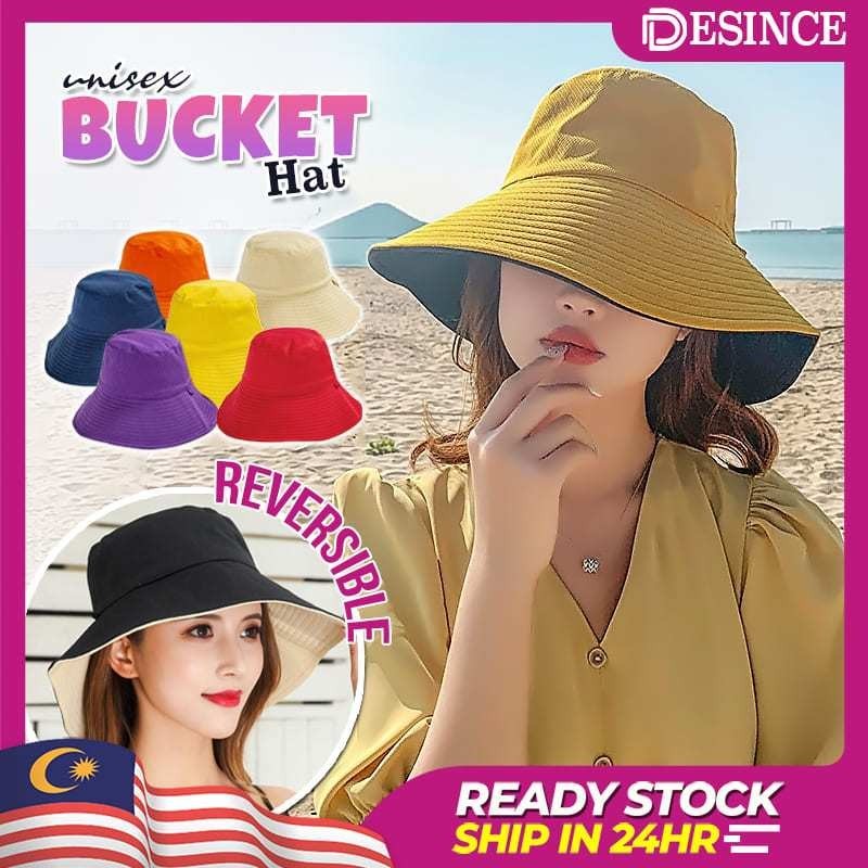 🇲🇾 DESINCE Unisex Hat Fisherman Hat Man Woman Solid Color Two-sided ...
