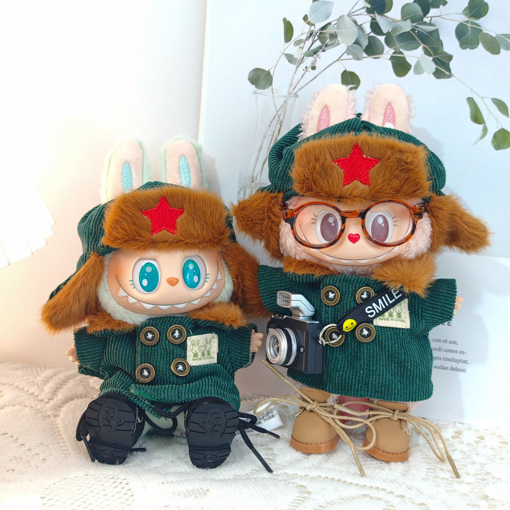 Labubu V1/V2 Hanging Clothes, Winter Coat Chinese Snow Hat for 15~17CM ...