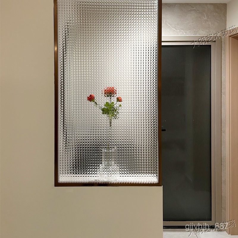 M/#Super White Gold Ingot Plaid Tempered Art Glass Partition Screens ...