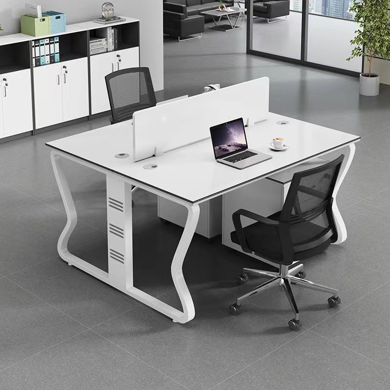 Q-8/SOURCE Staff Table Steel Frame Staff Desk Four-Seat Simple Modern ...