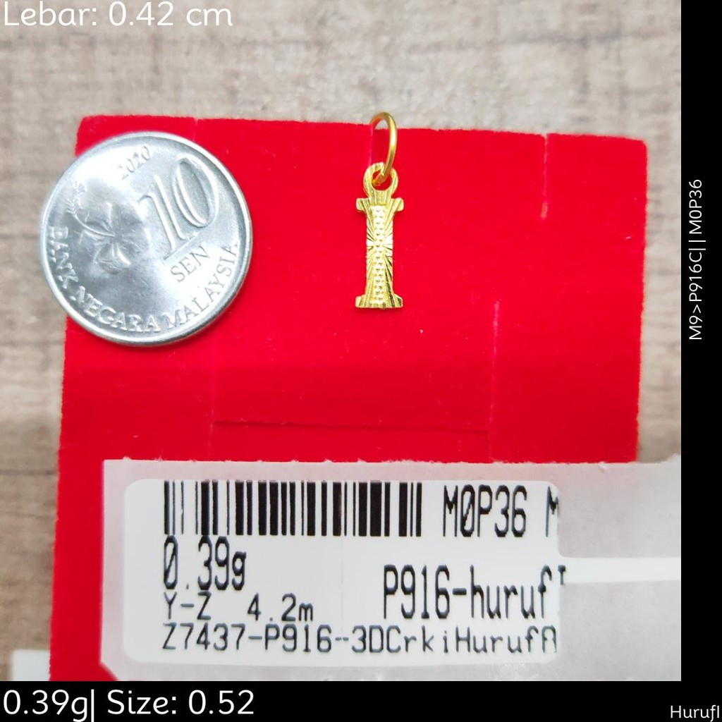 Emas916, Loket3 D Crki Huruf I Huruf I I 0.4 cm Pd 7493 P571 0.52 | Shopee Malaysia