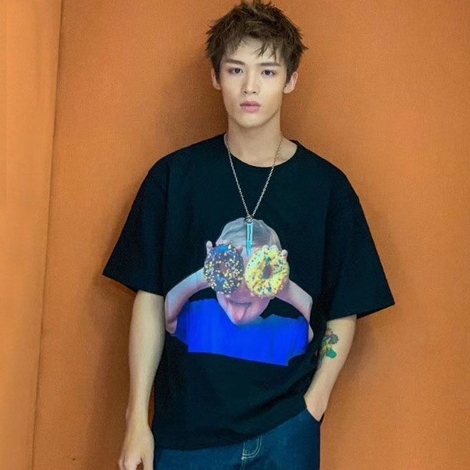 ADLV T-shirt donut baby face loose men's and women's short-sleeved top ...