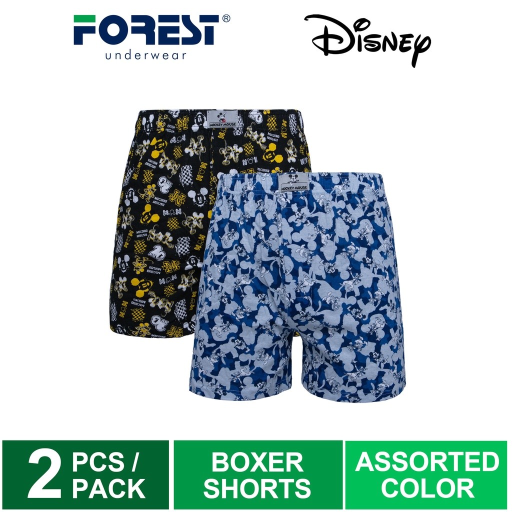 Forest x Disney Mens 100% Cotton Boxer Brief - Assorted Colours (2 Pcs ...