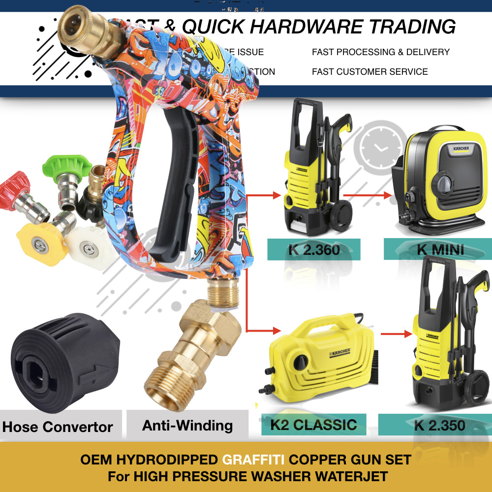 15cm OEM BLUE GRAFFITI COPPER SHORT GUN KARCHER K2.360 K2.35 K MINI HIGH PRESSURE WASHER ...