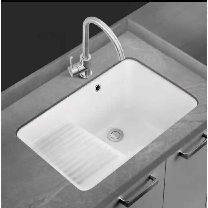 KY-6/Ceramic Undercounter Basin Embedded Laundry Basin with Washboard ...