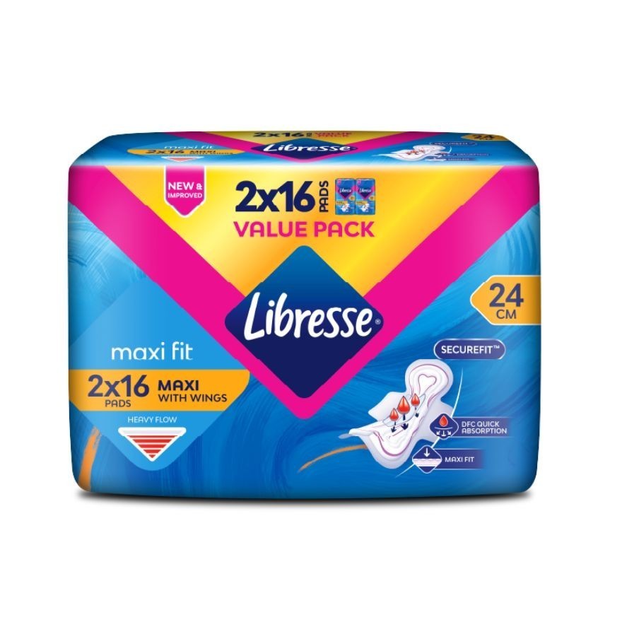 LIBRESSE Maxi Wings Disposable Sanitary Pad 24cm 2x16s | Shopee Malaysia