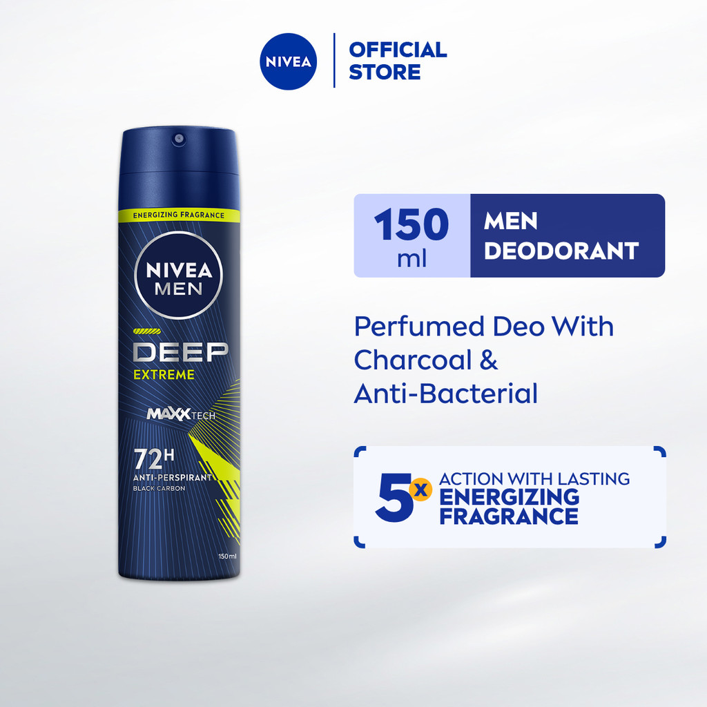 NIVEA MEN Deep Extreme Deodorant Spray 150ml | 72H Charcoal ...