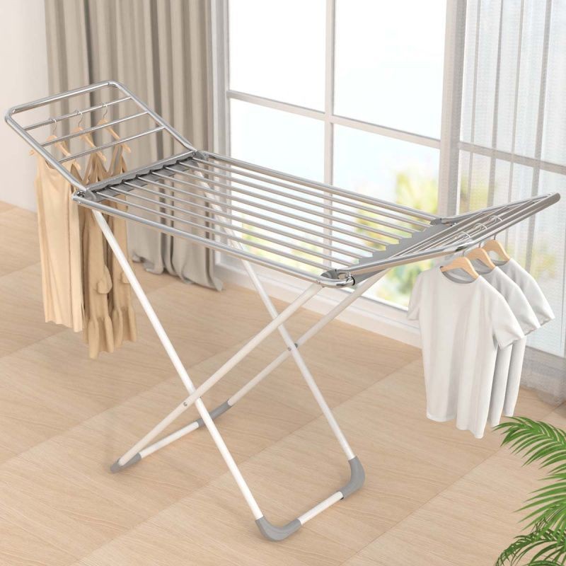 J-H/Aluminum Alloy Clothes Drying Rack Foldable Indoor Clothes Rod ...
