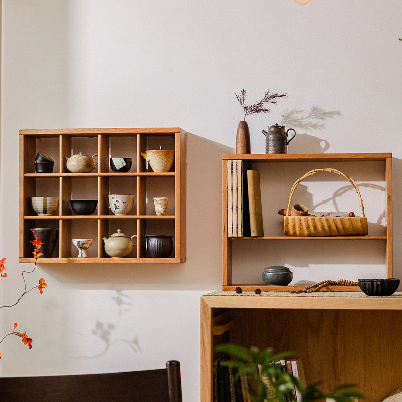 J-H/Cherry Wood Multi-Treasure Cabinet Tea Set Display Rack Living Room ...