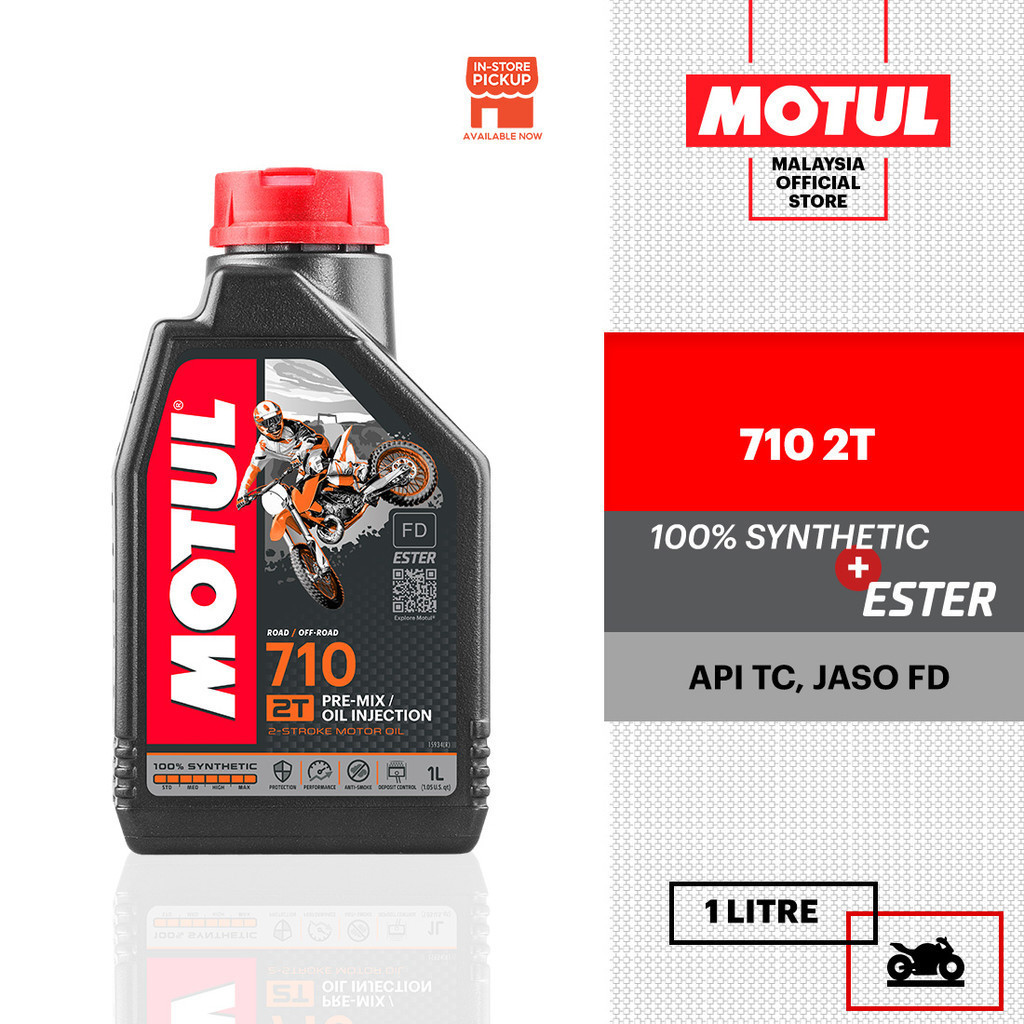 MOTUL 710 2T 1L Minyak Enjin Motosikal 100% Sintetik Ester Pra-campur ...