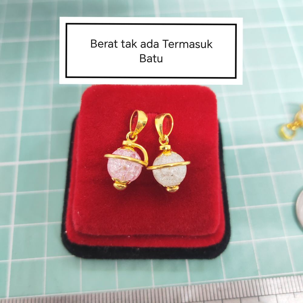 Emas916, Loket Globe Batu Crystal Pink 1.1 cm Pd 1989 P571 0.43 ...