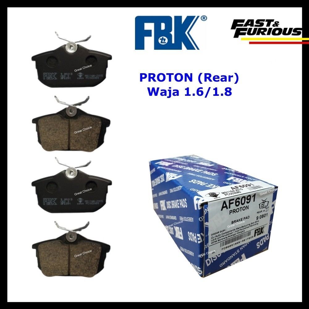 Ori FBK Waja 1.6/1.8 Rear Disc Brake Pad PROTON AF6091 | Shopee Malaysia