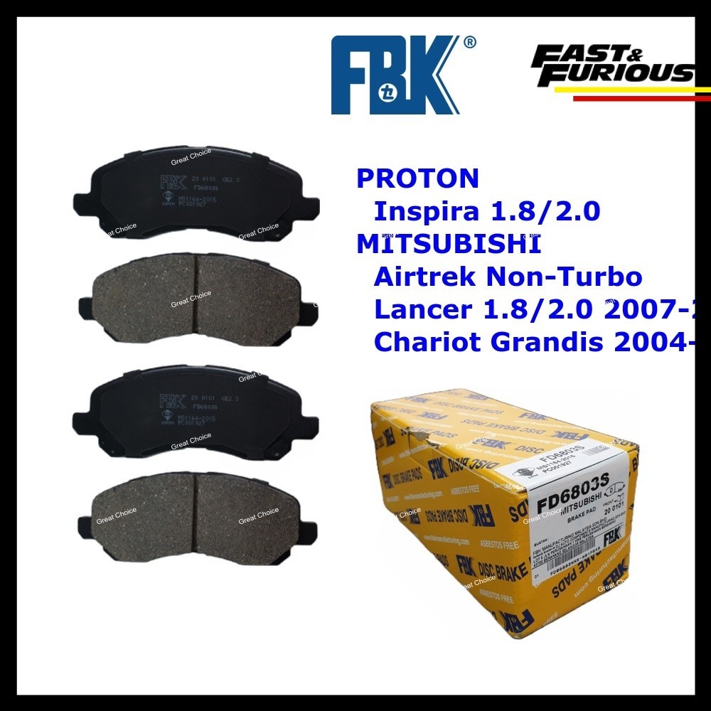 Ori FBK Inspira, Lancer CY4 Front Disc Brake Pad ASX Chariot Grandis ...