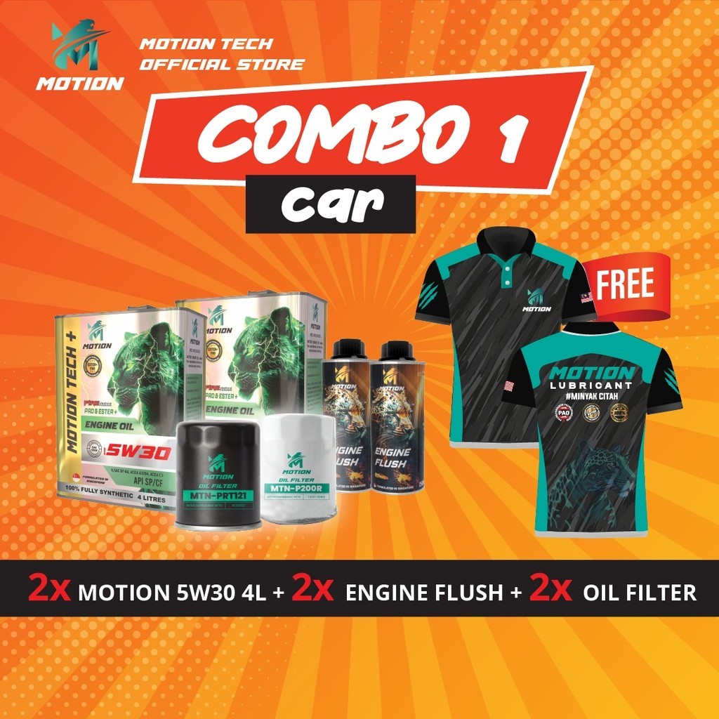 MOTION Combo 1 API SP Fully Synthetic Engine Oil Car Lubricant | Shopee ...