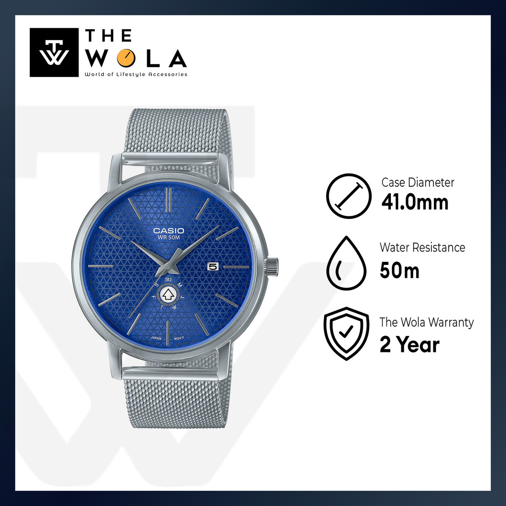 (2 Years Warranty) Casio Men's Analog MTP-B125M-2A Silver Stainless ...