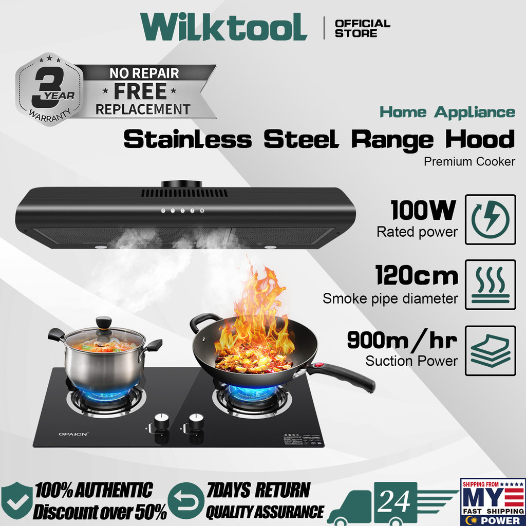 WilkTOOL Stainless Steel Range Hood Slim Hood Wall Mounted Kitchen ...