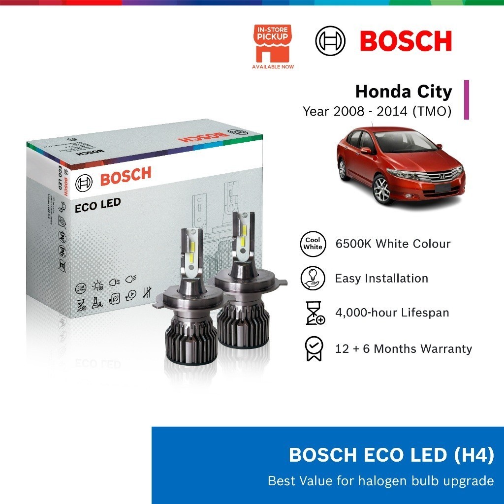 BOSCH ECO LED H4 Halogen Headlight Retrofit Bulb for Honda City (GM2 ...