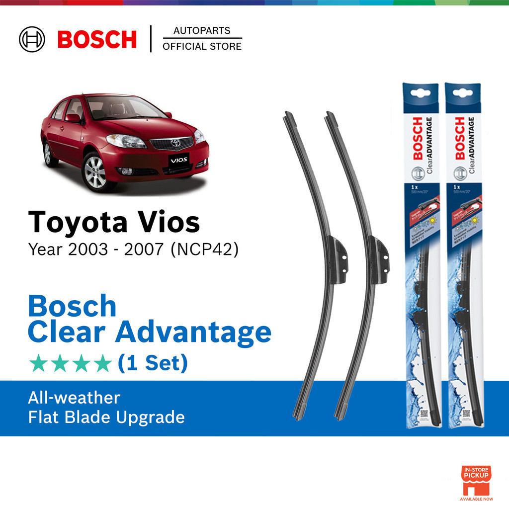 Bosch Clear Advantage U Hook Wiper Set for Toyota Vios NCP42 (BCA20 ...