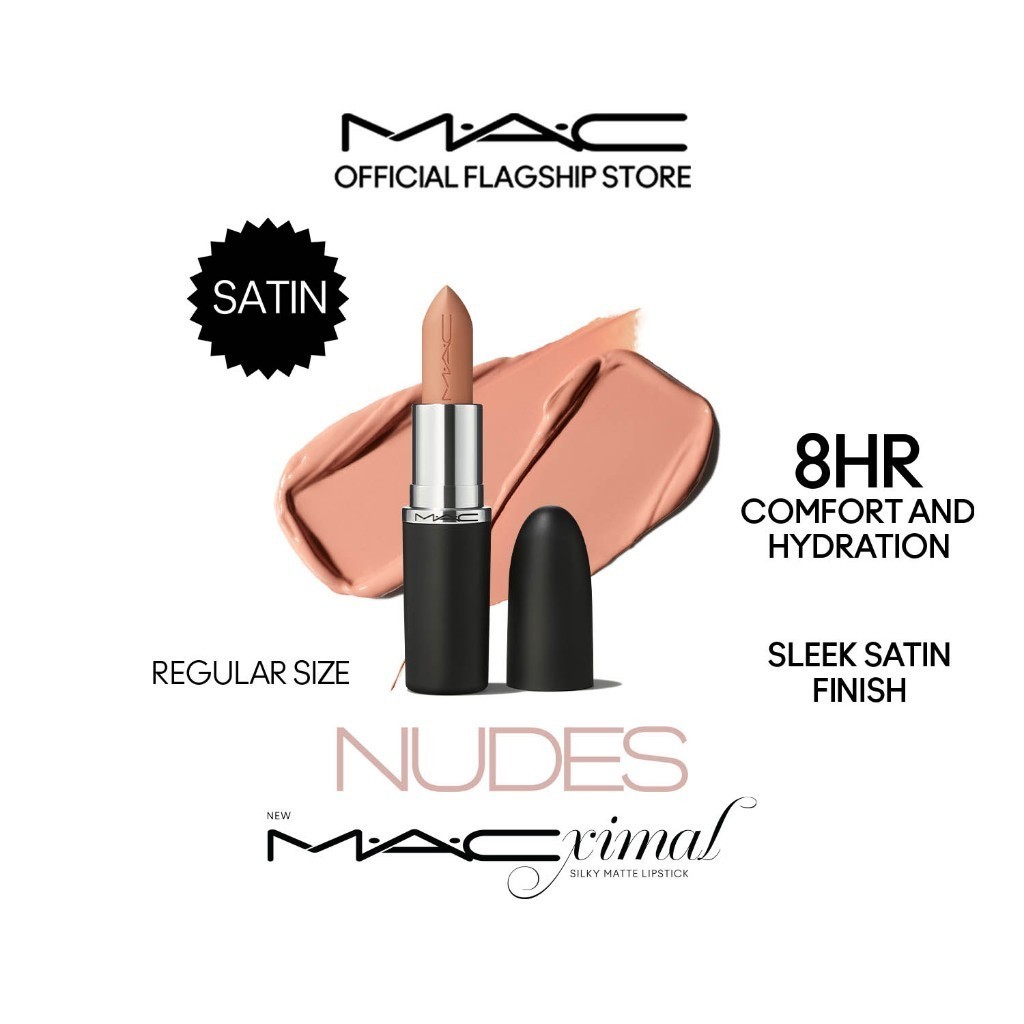 MAC Macximal Sleek Satin Lipstick Sleek Satin Finish 8Hr Hydration ...