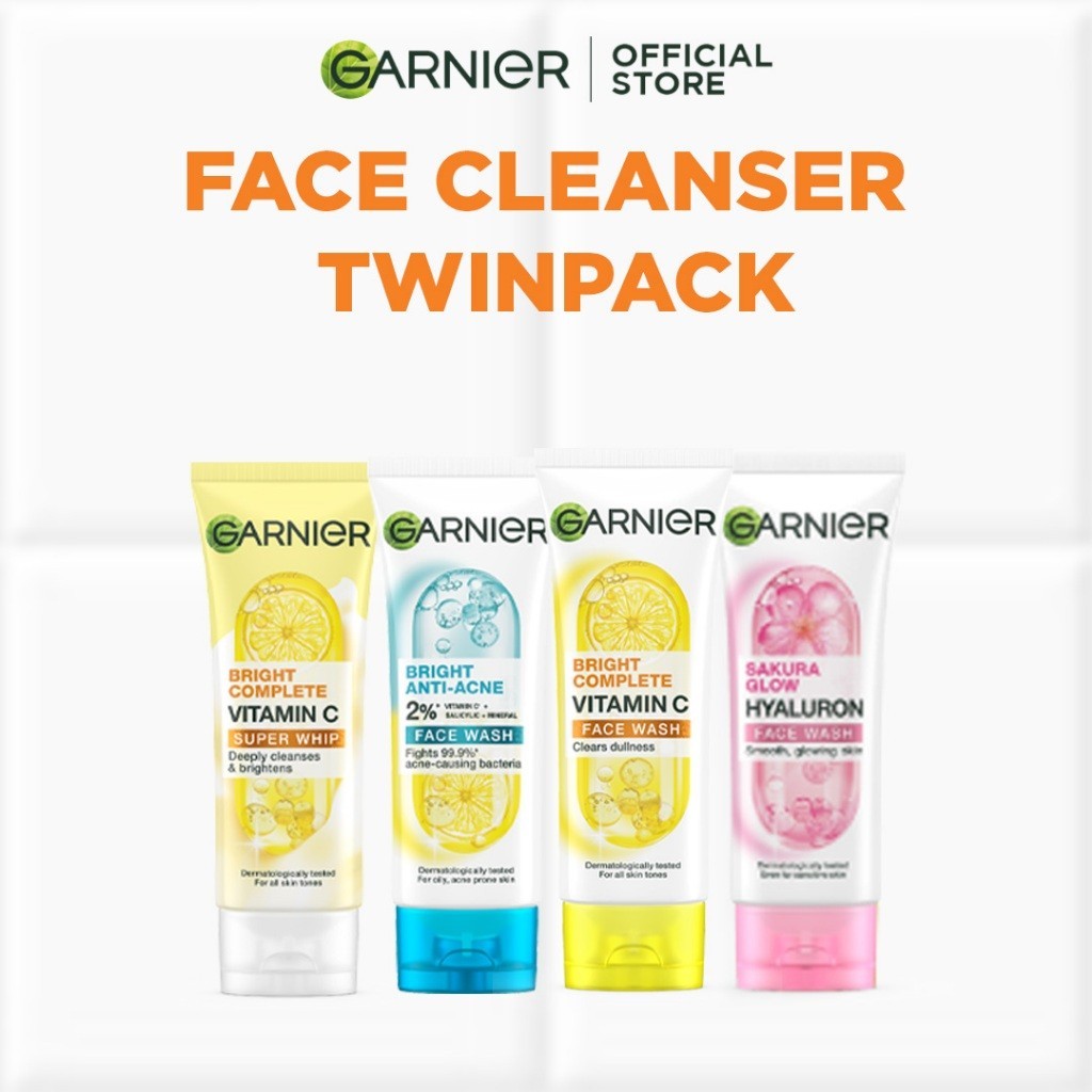 Garnier Face Cleanser (100mlx2) | Brightening/Glowing Hydrating/Anti ...