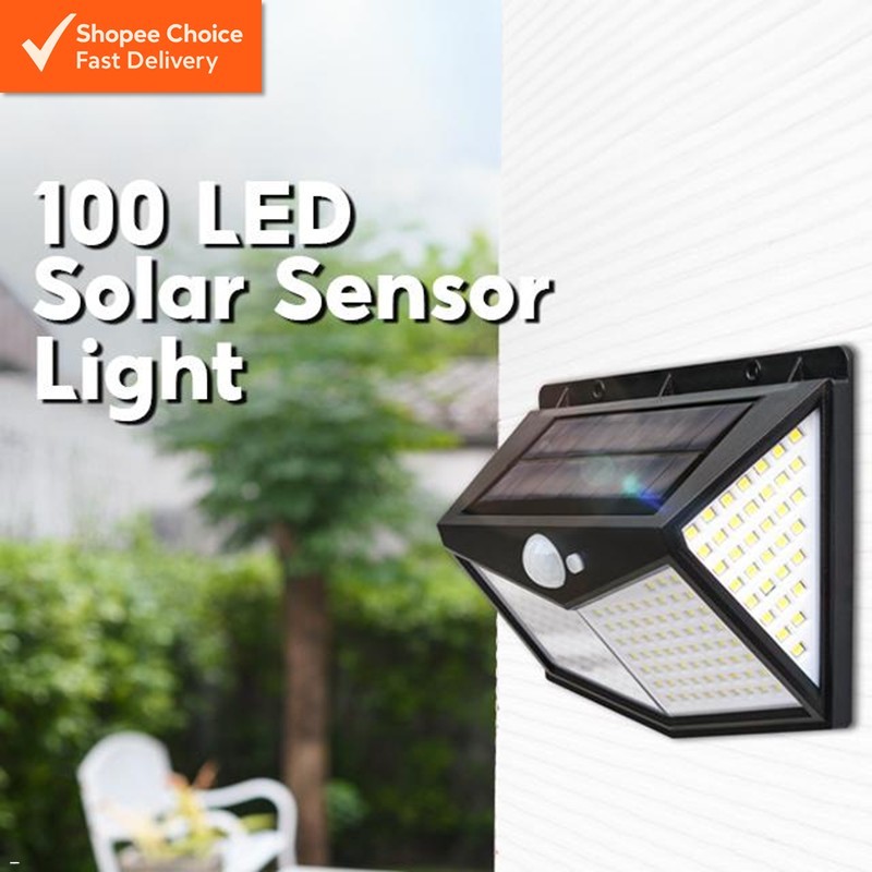 [Shopee Choice] 100 LED Solar Light PIR Motion Sensor Wall Light ...